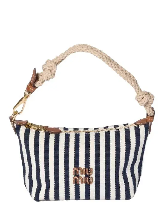 Miu Miu Striped Canvas Pouch - Blue/cognac