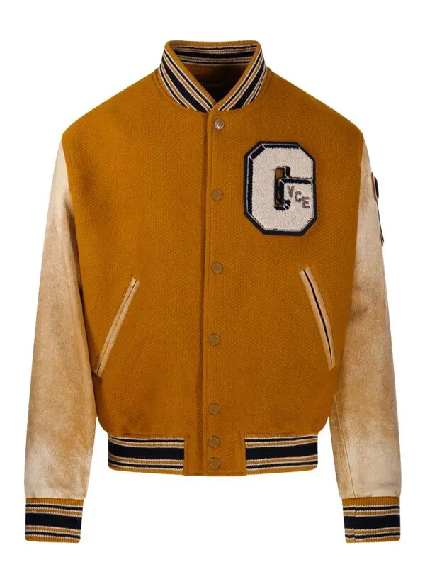 GOLDEN GOOSE Logo Patch Bomber Jacket - Brown