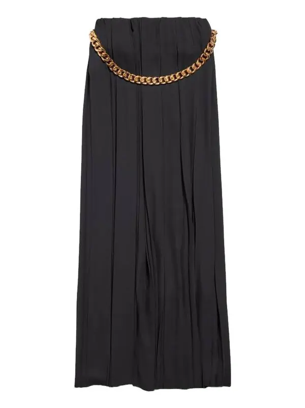 Balenciaga Pleated Maxi Skirt With Chunky Chain Detail - Black