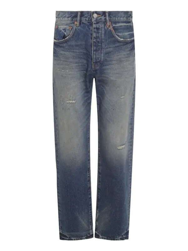 PURPLE BRAND Distressed Straight Leg Jeans - Gray