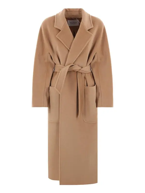 Max Mara Belted Long-sleeved Coat - Camel