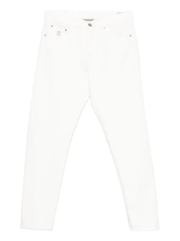 Brunello Cucinelli Garment-dyed Five-pocket Trousers - White