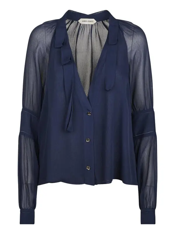 Alberta Ferretti Long Sleeve V-neck Blouse - Blue