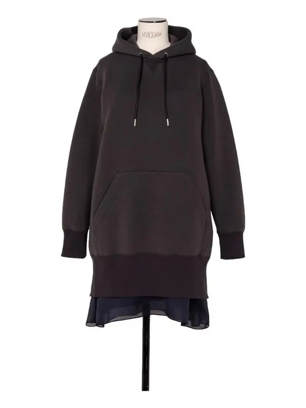 Sacai Layered Drawstring Hoodie - Black