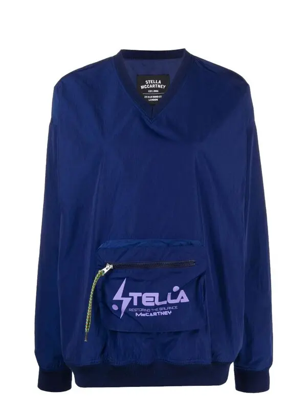 Stella McCartney V-neck Pouch Pocket Sweatshirt - Blue