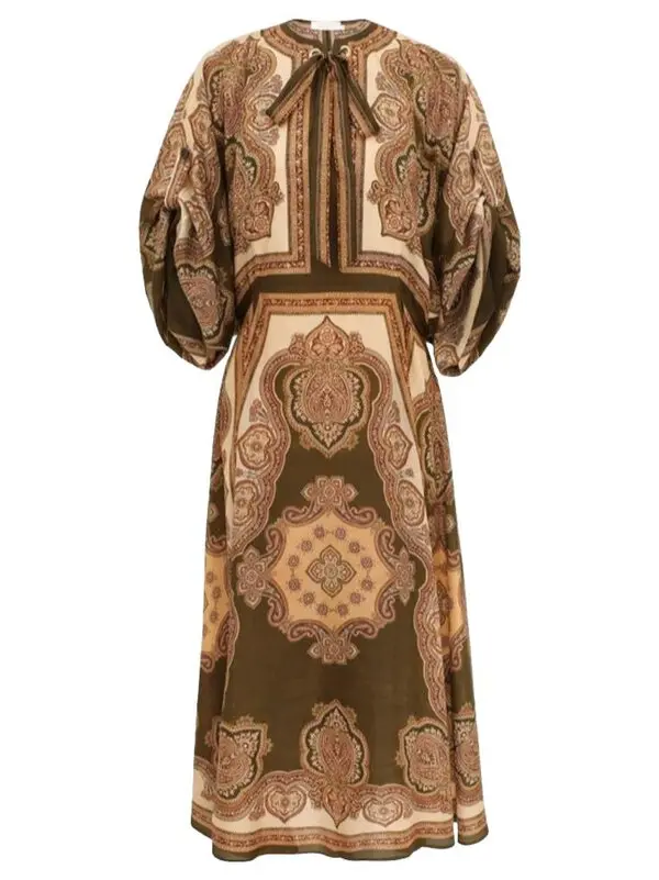 Zimmermann Mahon Paisley Print Midi Dress - Brown