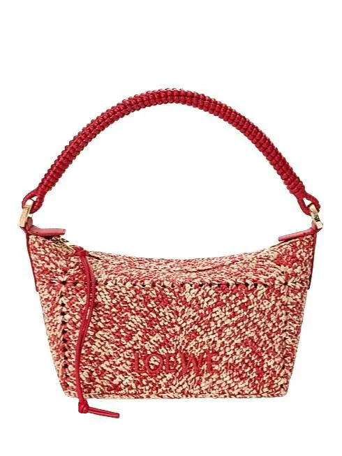 Loewe Cala Mini Bag In Melange Raffia - Red