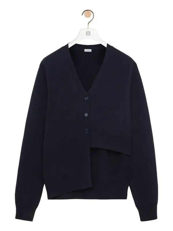 Loewe V-neck Asymmetric Cardigan - Black