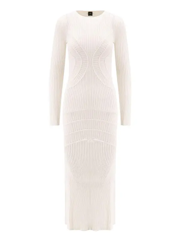 Pinko Slim-fitting Ribbed Knit Long Dress - White