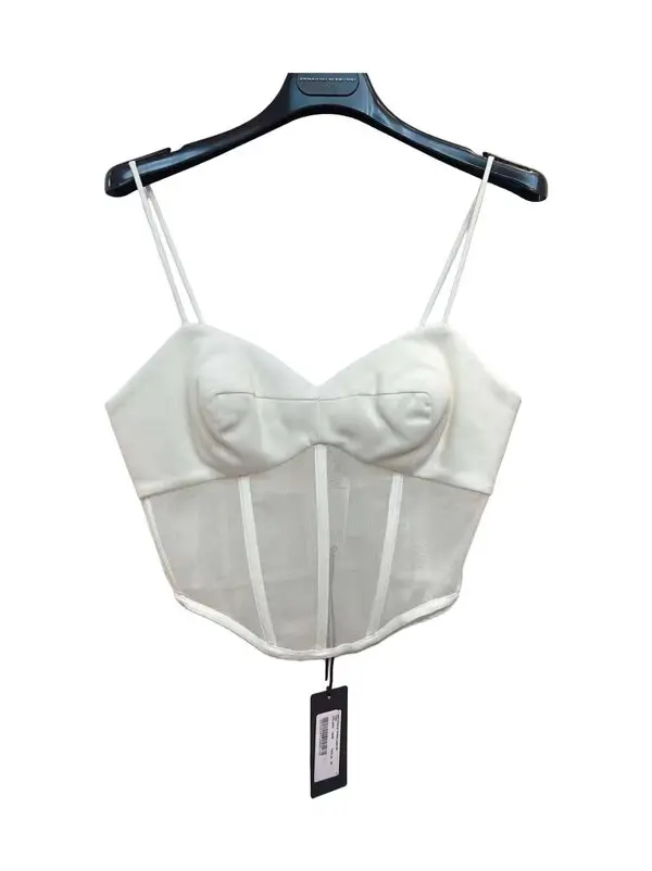 Ermanno Scervino White Corset Top With Thin Shoulder Straps - Gray