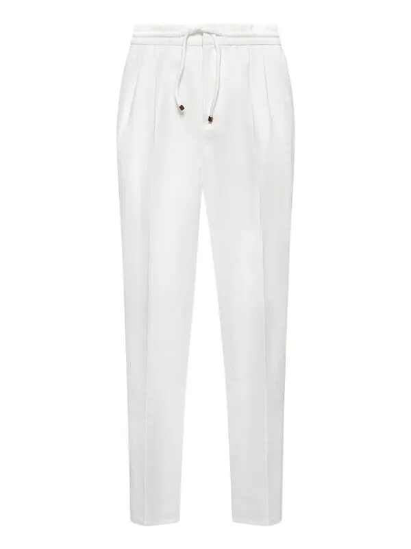 Brunello Cucinelli Drawstring Tapered Leg Trousers - White