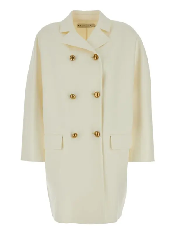 Dior Long-sleeved Double-breasted Coat - Ecru