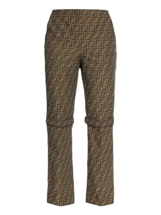 Fendi Ff Motif Straight-leg Trousers - Brown