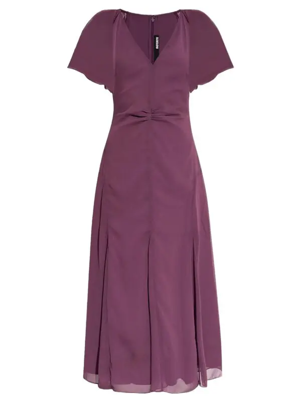 ROTATE BY BIRGER CHRISTENSEN Flutter-sleeve Recycled Polyester Dress - Red