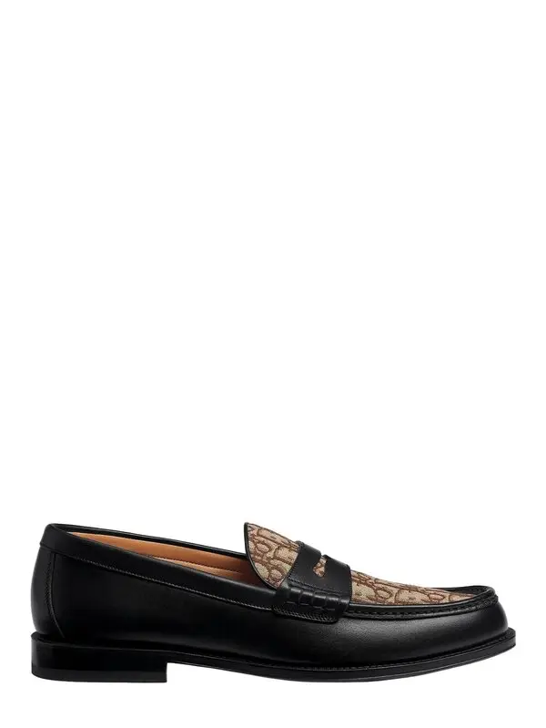 Dior Pattern Panel Loafers - Black