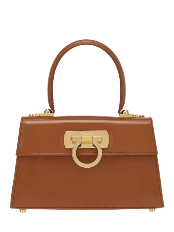 FERRAGAMO Gancini Top Handle Bag - Brown