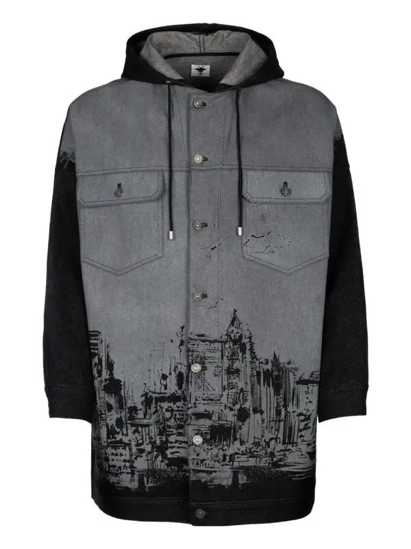Dior Hooded Denim Coat - Black/gray