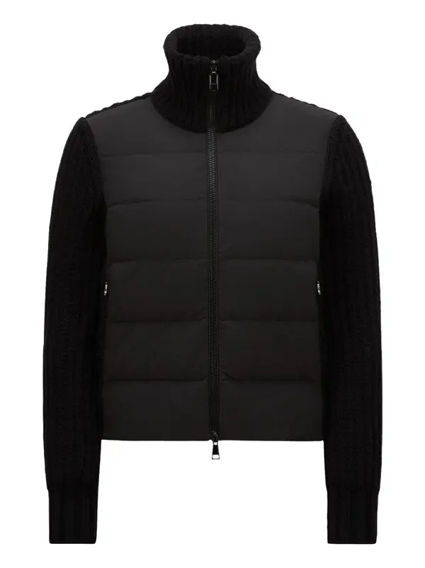 Moncler Zip-up Padded Knit Cardigan - Black