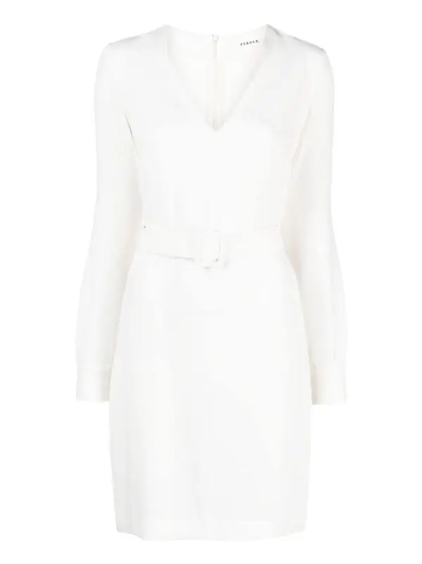 P.a.r.o.s.h Belted V-neck Minidress - White