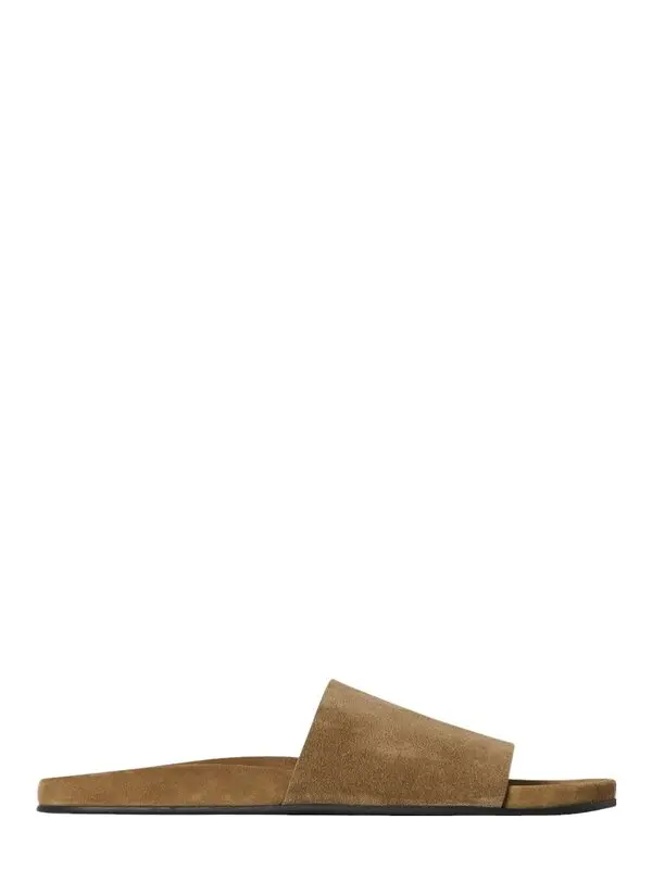 THE ROW Suede Slides - Military Green