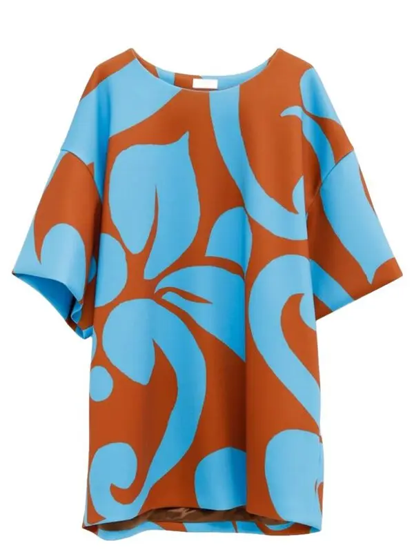 Dries Van Noten Round Neck Printed Dress - Blue