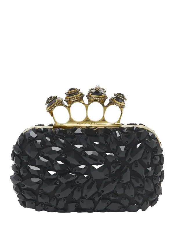Alexander McQueen Embellished Knuckle Clutch Bag - Black