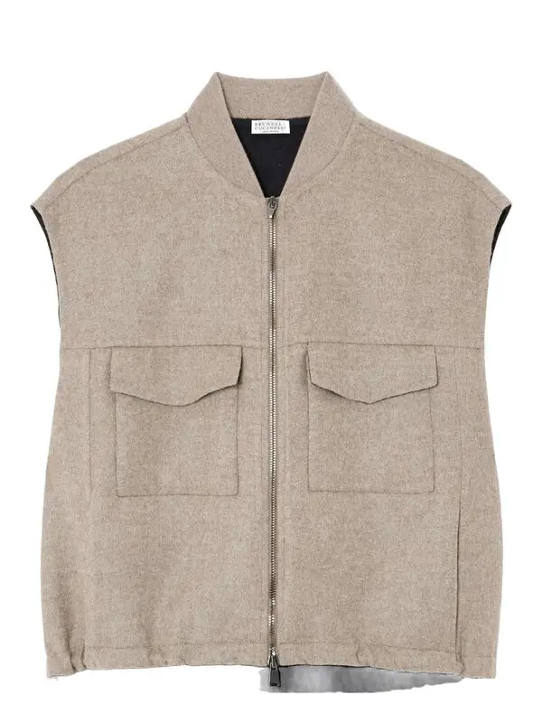 Brunello Cucinelli Virgin Wool Double-cloth Vest - Beige