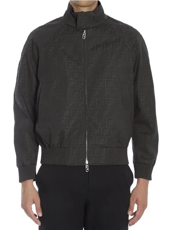 Fendi Monogrammed Zip-up Jacket - Red Brown And Tobacco Color
