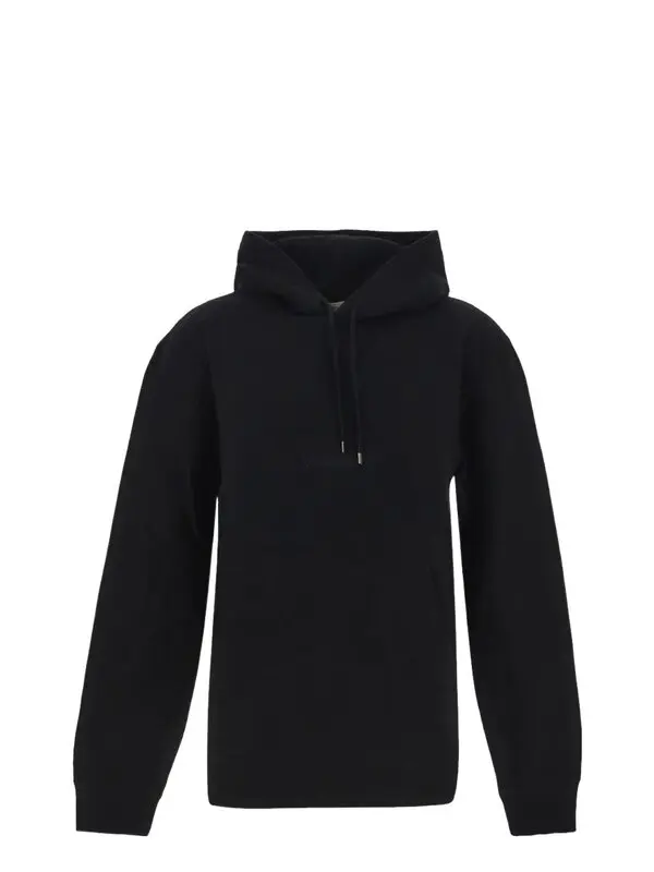 Saint Laurent Logo Embroidered Drawstring Hoodie - Black