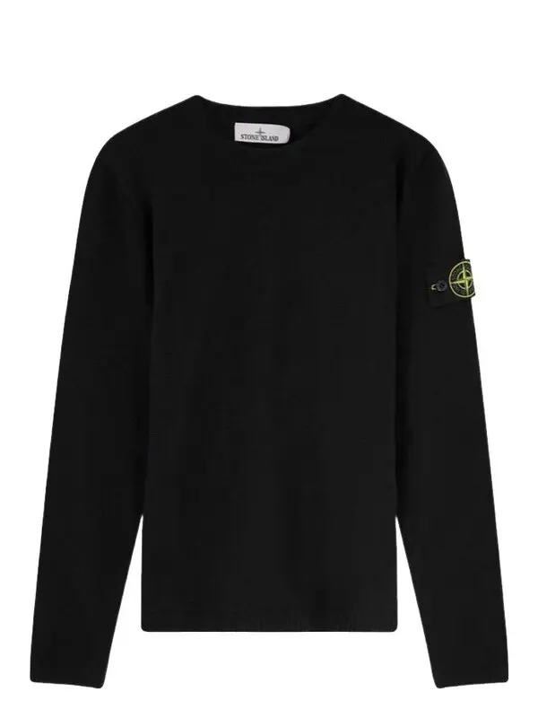 Stone Island Badge Crew Neck Knitted Sweater - Black