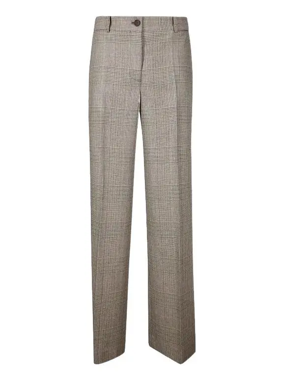 P.a.r.o.s.h High-waist Checked Flared Trousers - Beige Fantasy