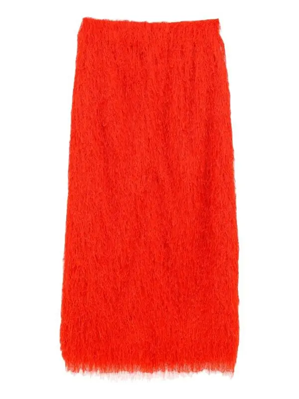 Dries Van Noten Fringe Midi Skirt - Red