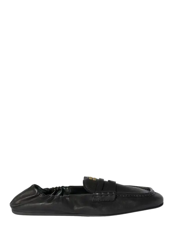 Miu Miu Nappa Leather Loafers With Logo Detail - Black
