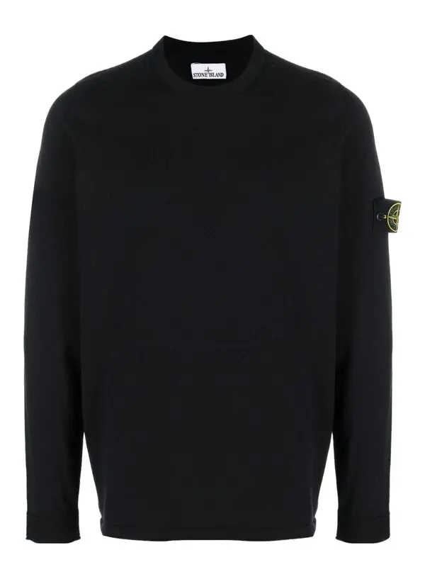 Stone Island Logo Patch Knitted Sweater - Blue