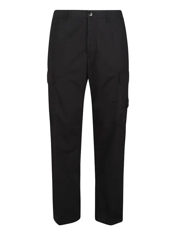Stone Island Logo Patch Cargo Trousers - Black
