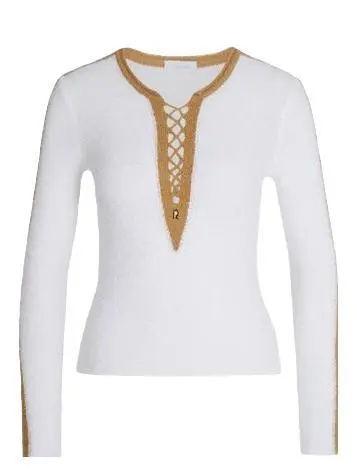 Rabanne Two-tone V-neck Knitted Jumper With Cut-out Details - White