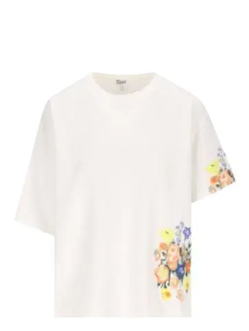 Loewe Floral Embroidered Crewneck T-shirt - White