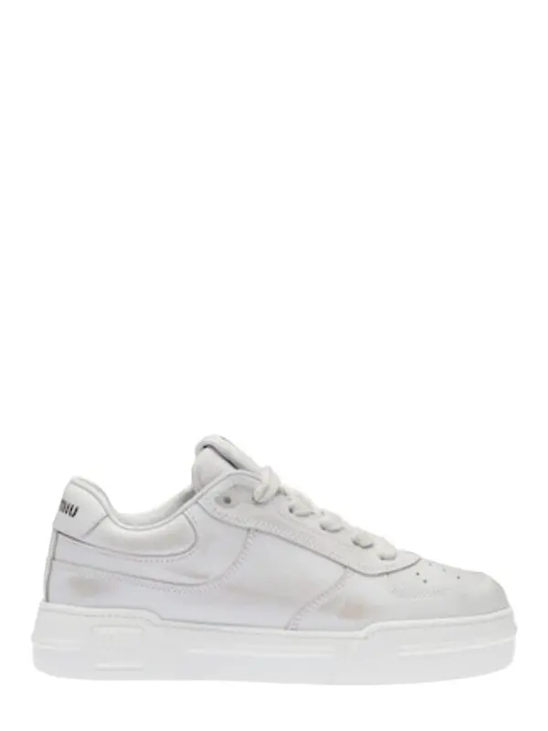 Miu Miu Bleached Leather Sneakers - White