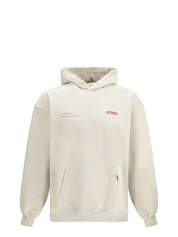 REPRESENT Long-sleeved Hooded Sweatshirt With Graphic Detail - Cream Marl