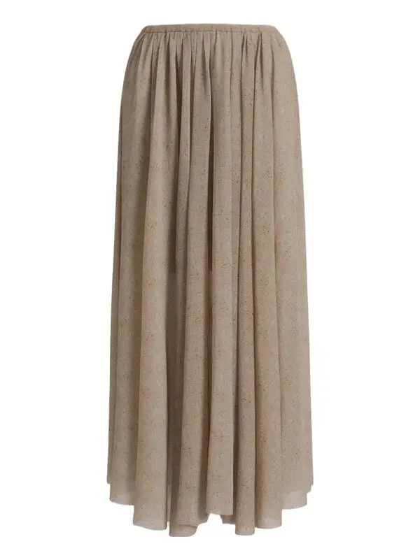 Alberta Ferretti Printed Tulle Pleated Skirt - Nude