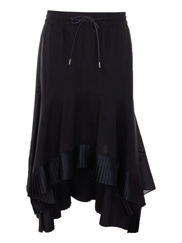 Sacai Pleated Midi Skirt - Black
