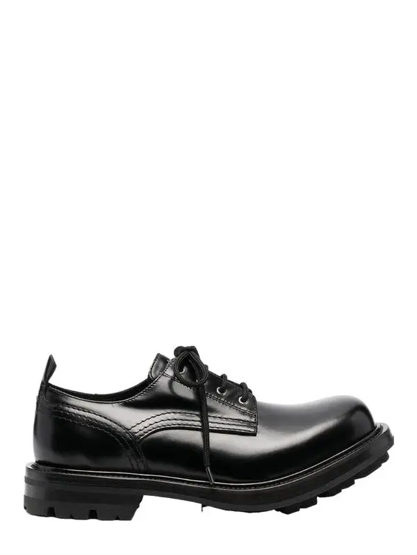 Alexander McQueen Round Toe Lace-up Shoes - Black