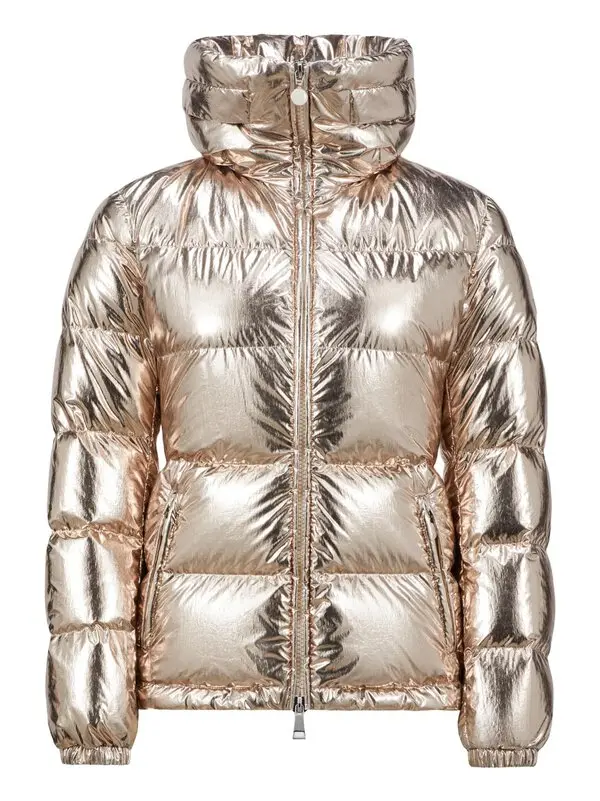 Moncler Metallic Zip-up Puffer Jacket - Golden