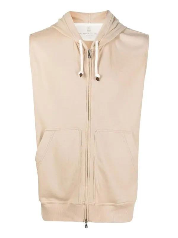 Brunello Cucinelli Sleeveless Hooded Jacket - Nude