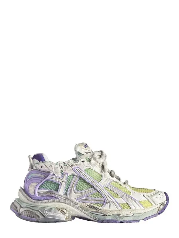 Balenciaga Runner Gradient Sneakers - White, Gray, Purple And Neon Yellow