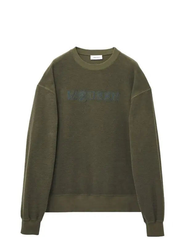 Alexander McQueen Crewneck Sweatshirt With Embroidered Logo - Dark Green