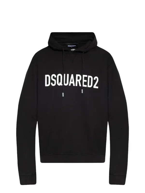 Dsquared2 Logo Print Drawstring Hoodie - Black