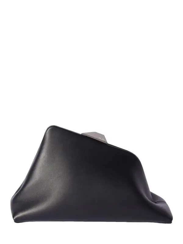 Attico Asymmetrical Shoulder Bag With Hinged Closure - Black
