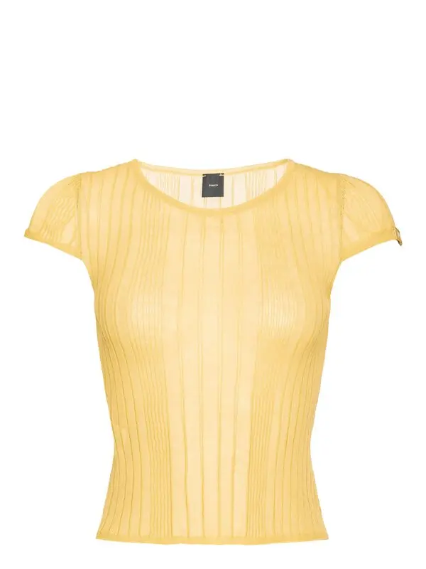 Pinko Short Sleeve Ribbed Knit T-shirt - Nude