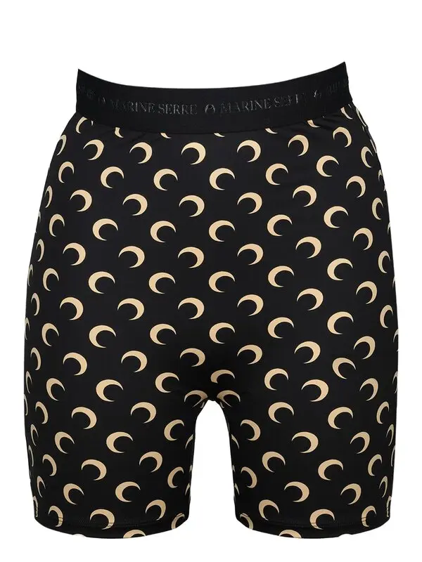 MARINE SERRE All Over Moon Print High Waisted Mini Shorts - Black